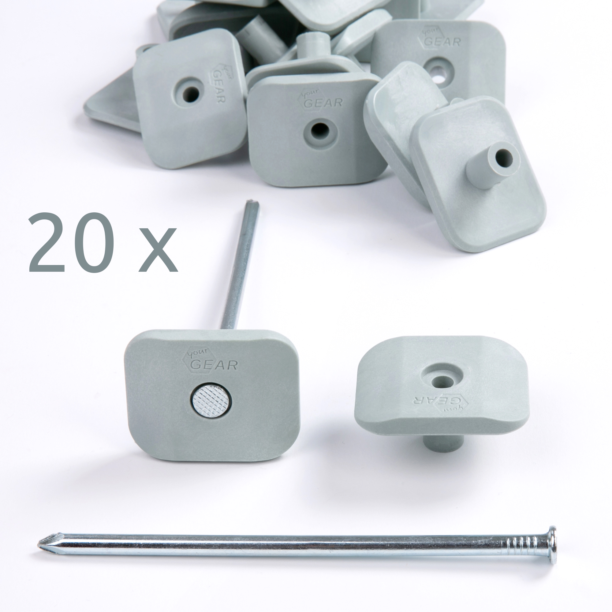 your GEAR Safety Peg – 20 Tent Pegs for Groundsheet, Awning Carpet and ...